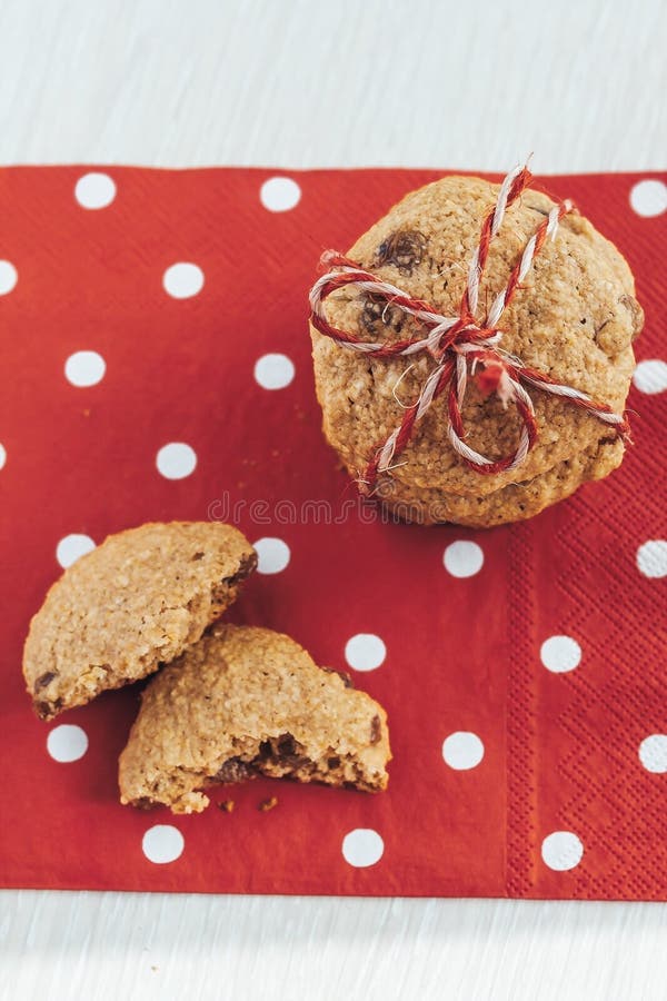 Stack Cookies Tied with a Rope Close-up, Close-up Photo Stock Image ...