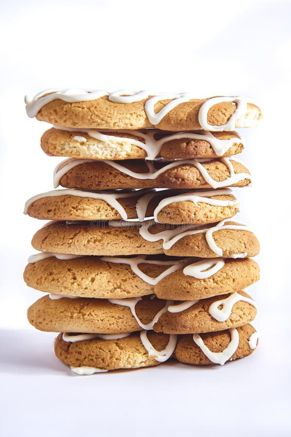 Stack of Cookies on White Background Stock Photo - Image of bisquit ...
