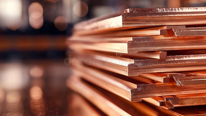 A Stack of Copper Bars Sitting on Top of a Table Stock Photo - Image of ...