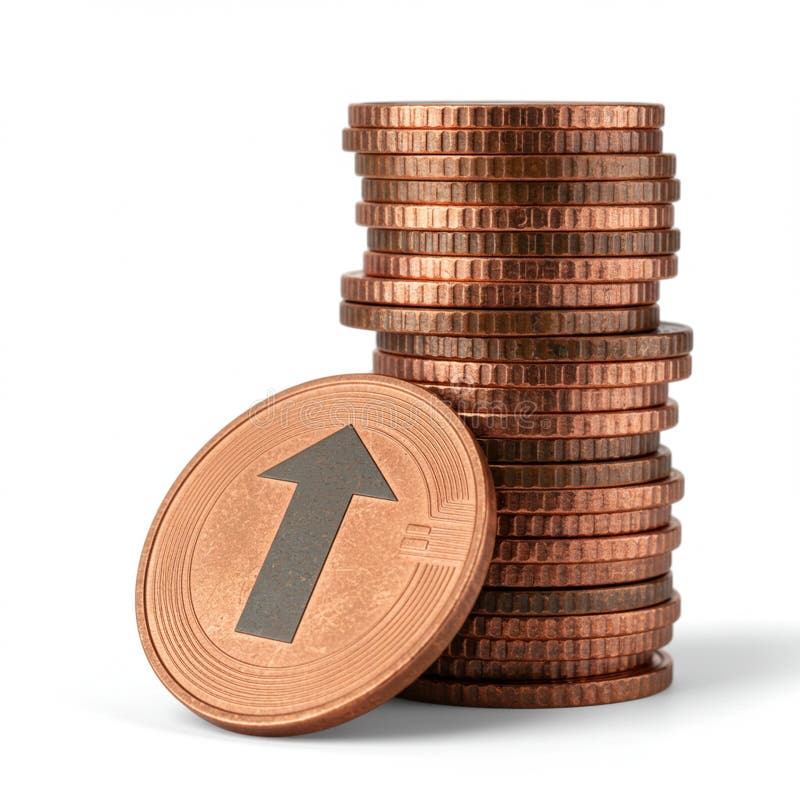 A Stack of Copper-colored Coins with Textured Edges Stands Upright on a ...
