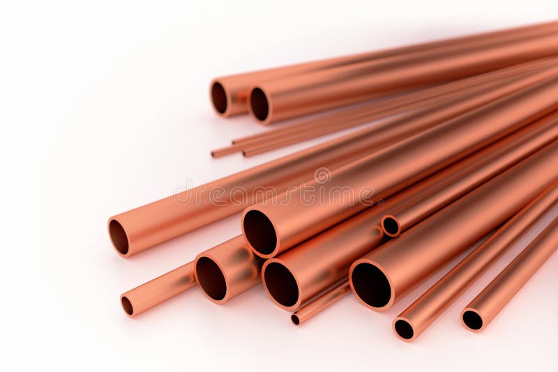 Stack of Copper Tubes - 3d Illustration Stock Illustration ...