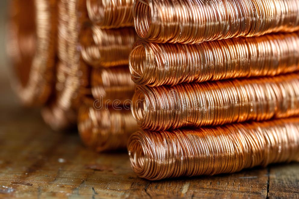 A Stack of Copper Wire is Wrapped Around Each Other, with One Being ...
