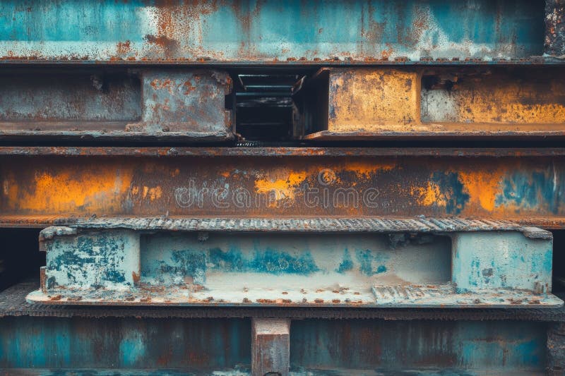 Stack of Corroded Metal Beams Showing Rust and Decay Stock Illustration ...
