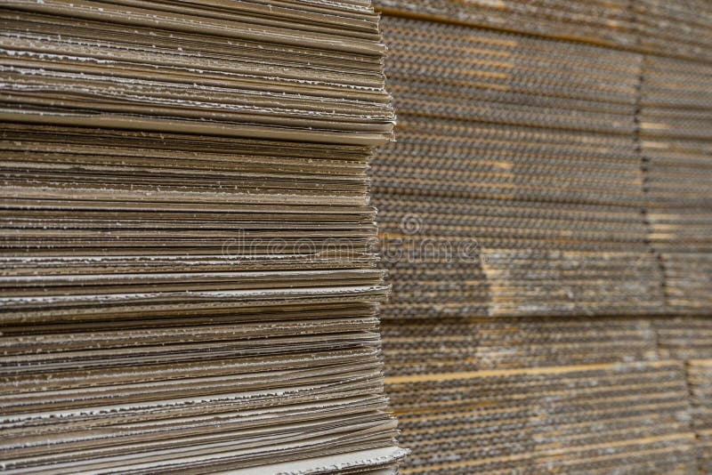 Stack of Corrugated Cardboard Boxes. Egde View of Flattened Boxes Stock ...