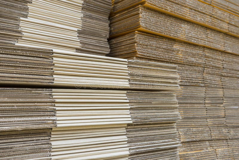 Stack of Corrugated Cardboard Boxes. Egde View of Flattened Boxes Stock ...