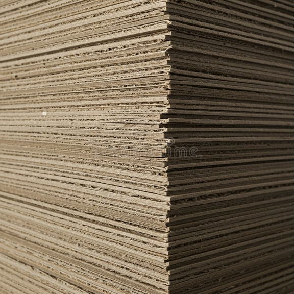 A Stack of Corrugated Cardboard Sheets, Neatly Aligned, Showing a Close ...