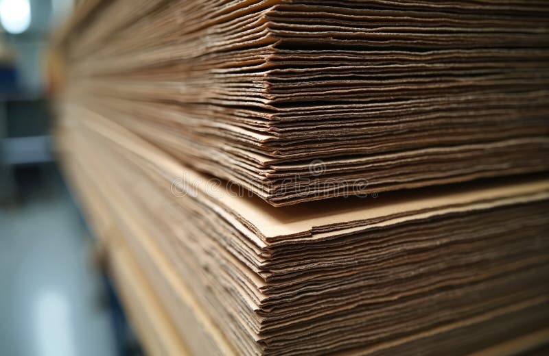Stack of Corrugated Cardboard Sheets Prepared for Box Manufacturing ...