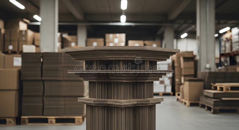 Stack of Corrugated Cardboard Sheets in a Well-lit Warehouse ...