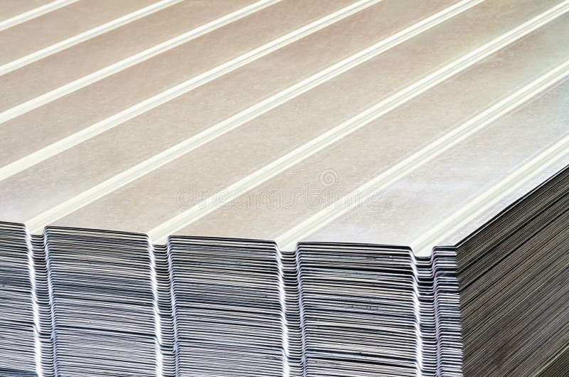 Stack of Corrugated Steel Sheet Stock Image - Image of heavy ...