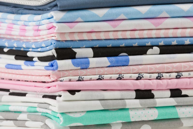 Stack of Cotton Fabric Material Isolated on White Stock Image - Image ...