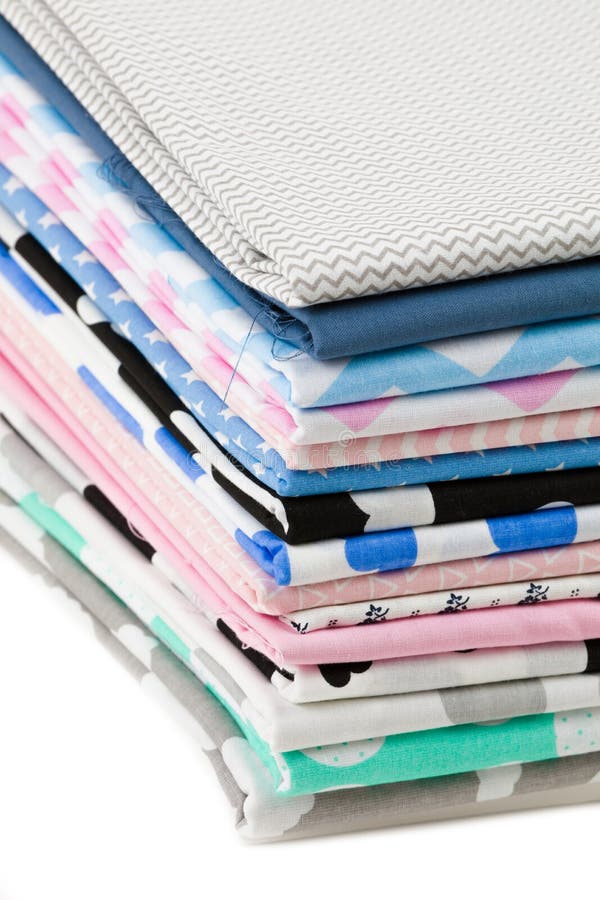 Stack of Cotton Fabric Material Isolated on White Stock Image - Image ...