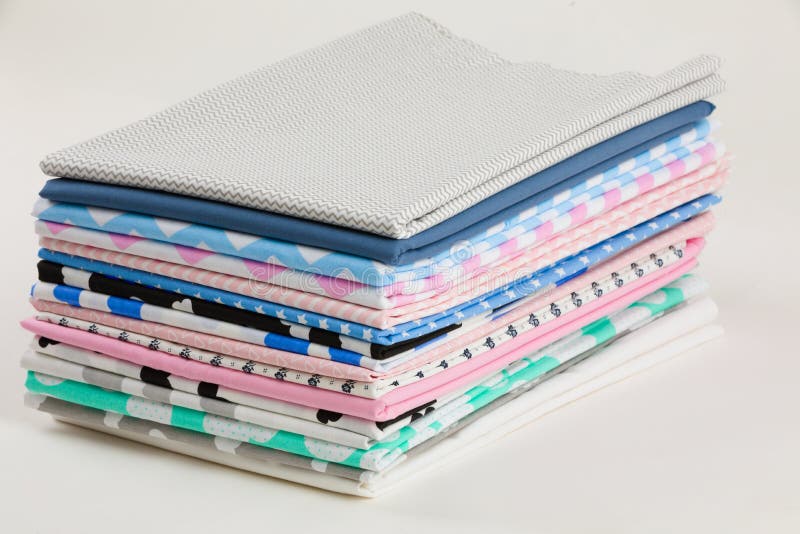 Stack of Cotton Fabric Material Stock Photo - Image of linen, clothes ...