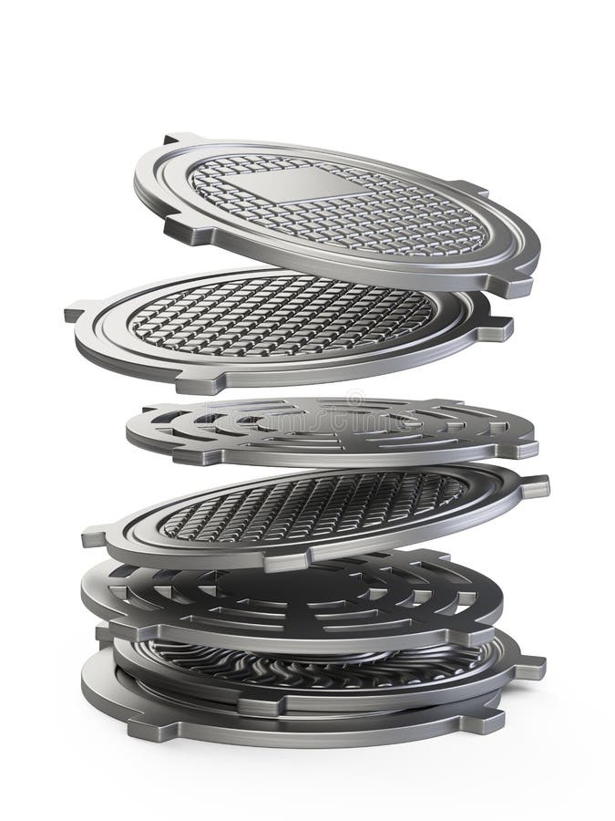 Stack of Covers for Sewer Manhole Stock Illustration - Illustration of ...