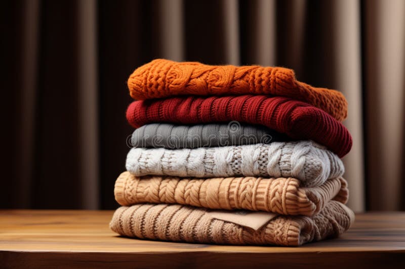 Stack of Cozy Autumn Sweaters, Perfect for Chilly Weather Stock ...