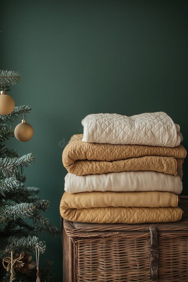 A Stack of Cozy Blankets in Various Colors, Perfect for Winter and ...