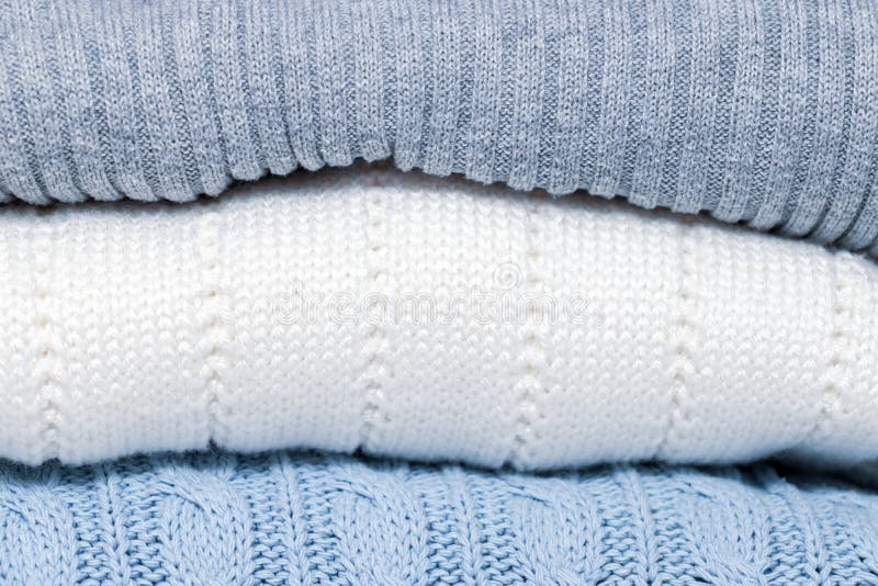 Stack of Cozy Comfortable Homely Clean Washed Knitted Sweaters in ...