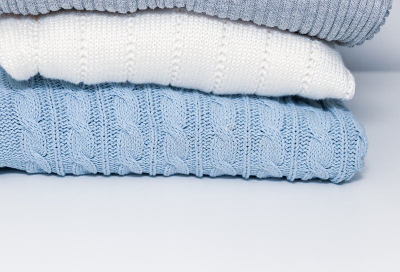Stack of Cozy Comfortable Homely Clean Washed Knitted Sweaters in ...
