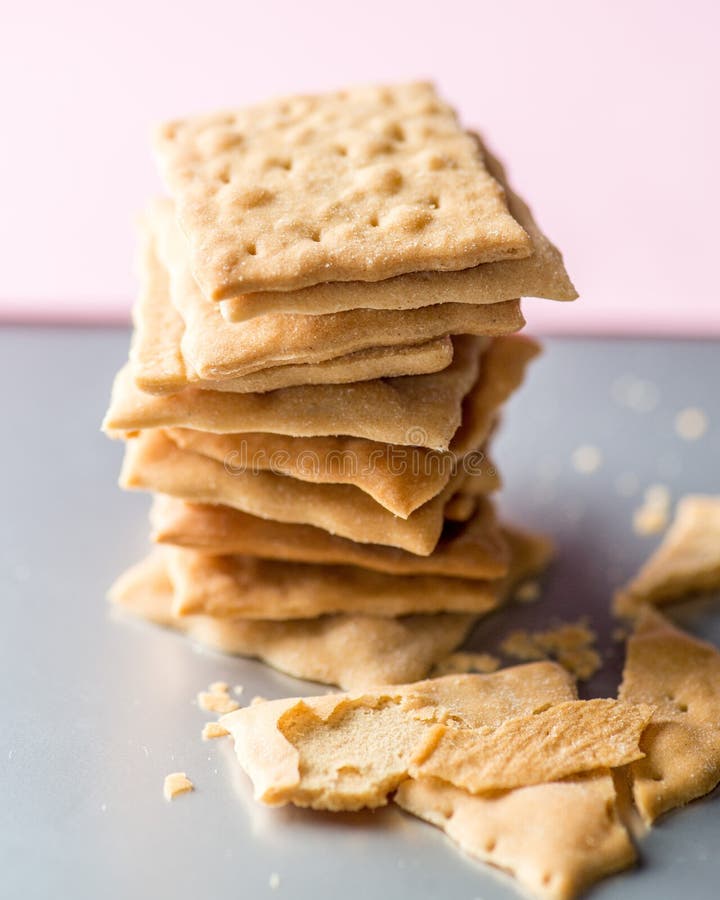 Stack of Crackers on a Light Background. Stock Image - Image of cookie ...