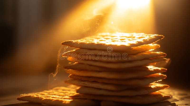 A Stack of Crackers with a Light Shining on Them Stock Illustration ...