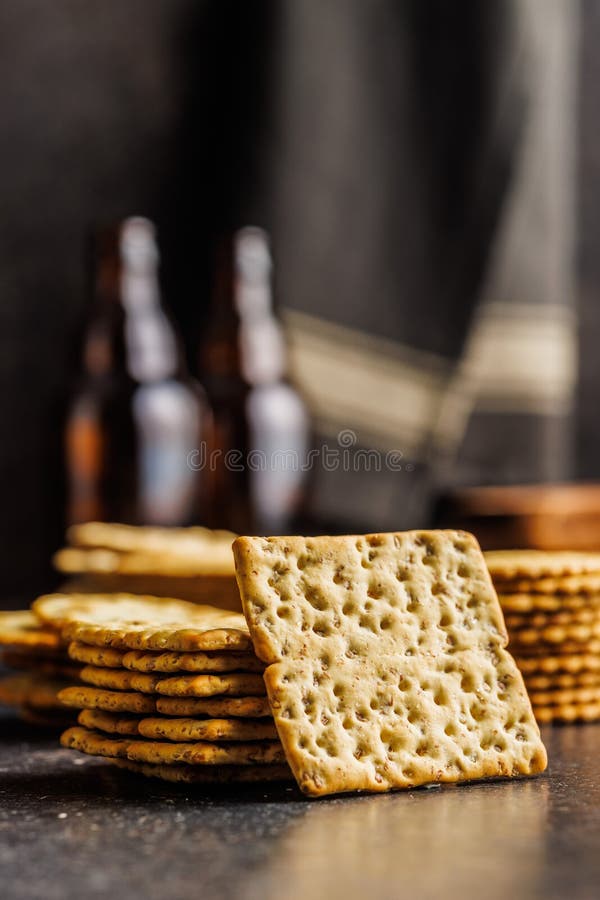 Pile of Crackers on Kitchen Counter Stock Image - Image of appetizer ...