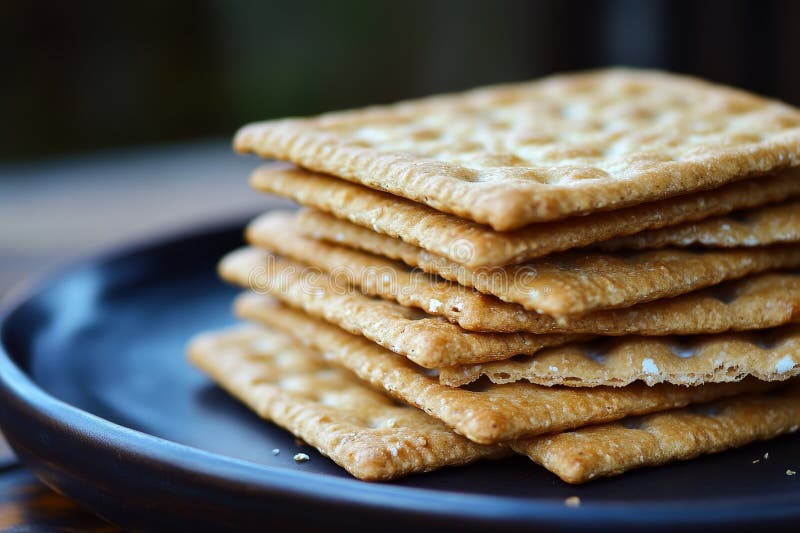 A Stack of Crackers on a Plate Stock Illustration - Illustration of ...
