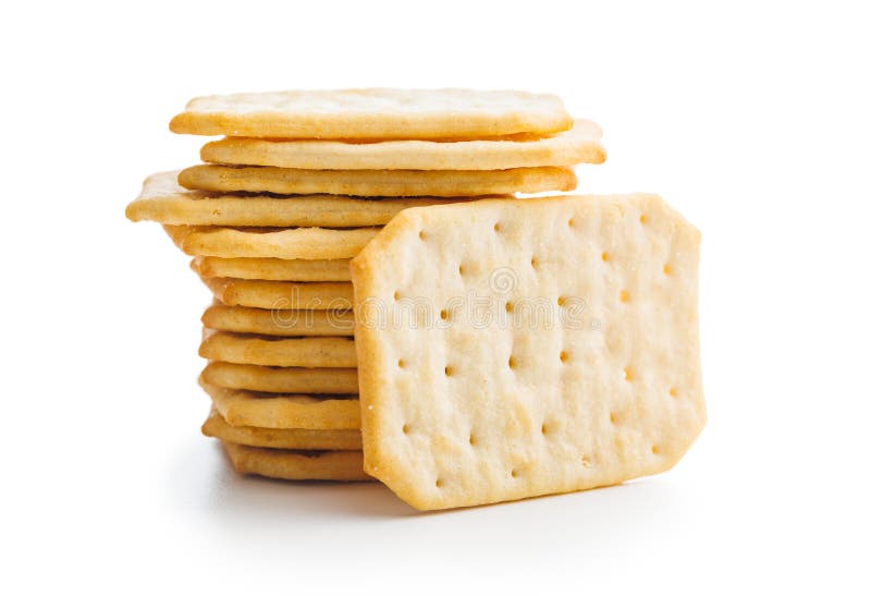 Stack of Crackers on White Background Stock Image - Image of appetizer ...