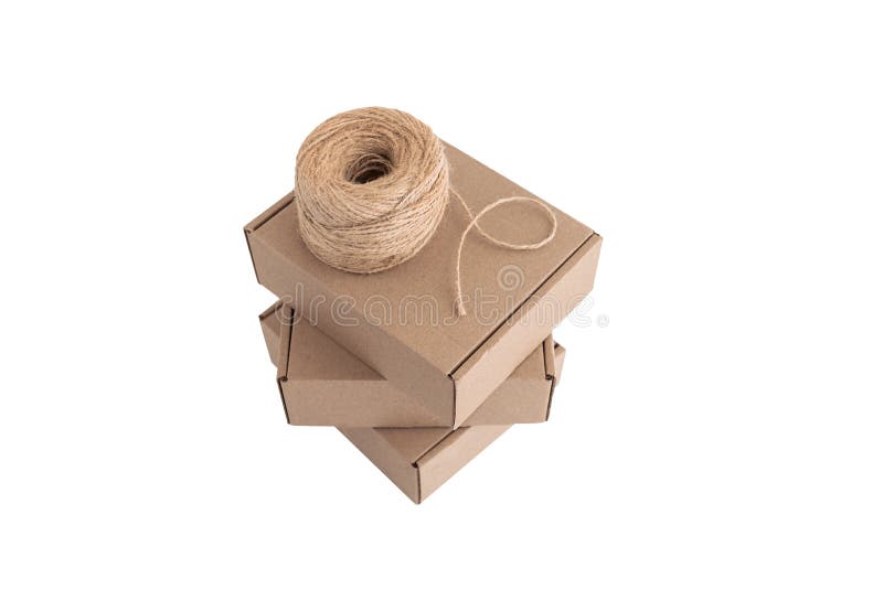 Stack of Craft Paper Boxes Isolated on White Stock Image - Image of ...