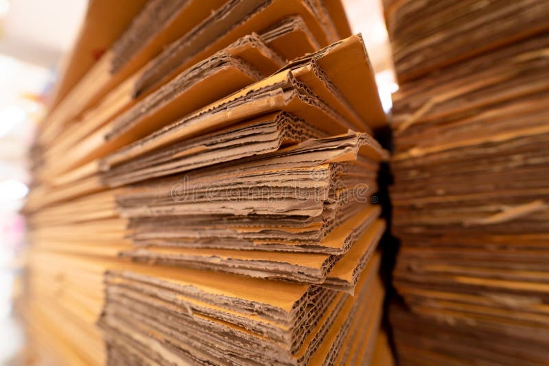 A Stack of Craft Paper Folded in a Warehouse Stock Photo - Image of ...