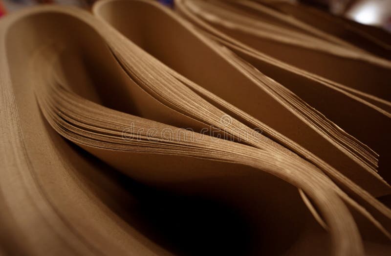 A Stack of Craft Paper Folded in a Warehouse Stock Image - Image of ...