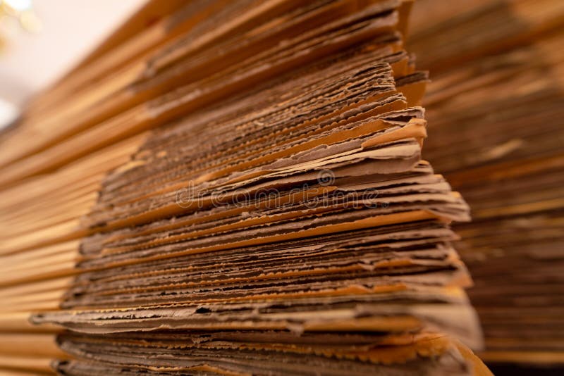 A Stack of Craft Paper Folded in a Warehouse Stock Photo - Image of ...