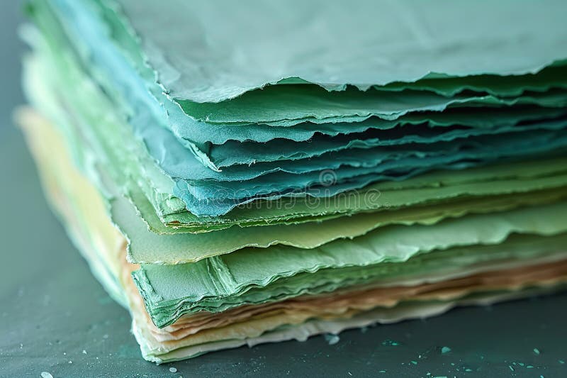 A Stack of Craft Paper Sheets Combined with Sea Green. Generated by ...