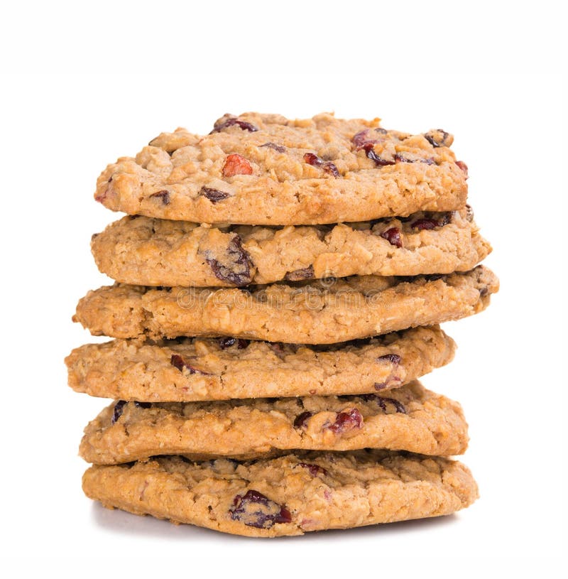 Stack of Cranberry Oatmeal Raisin Cookies Stock Image - Image of tasty ...