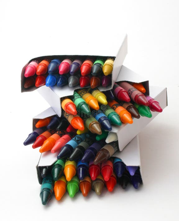 Stack of Crayon Boxes Over White Stock Image - Image of draw, tools: 214009
