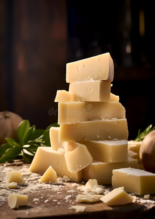 Stack of Creamy Cheese Wedges on Wooden Board Stock Illustration ...