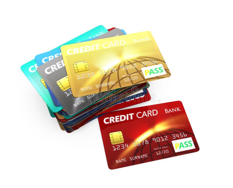 Stack of Credit Card Isolated on White Background Stock Illustration ...