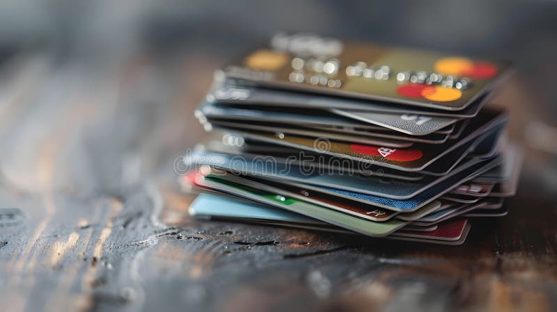 Stack of Credit Cards with High Interest Rates Symbol. Stock ...