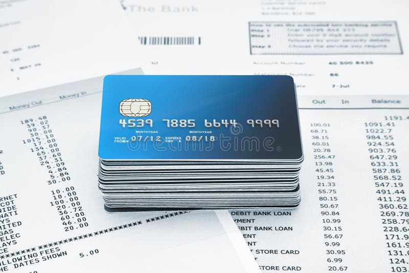 Stack of Credit Cards on Statements Stock Photo - Image of finances ...