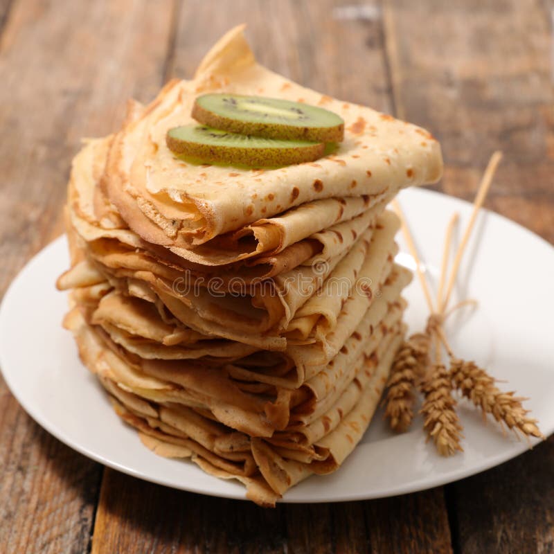 Stack of crepe stock image. Image of fruit, wood, breakfast - 108296451