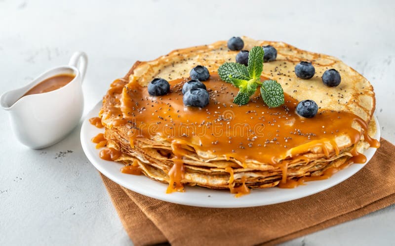 Stack of crepes stock image. Image of baked, dessert - 210149221