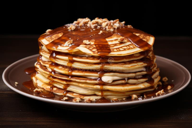 Stack of Crepes on Kitchen Table. Pancakes for Breakfast, Food ...