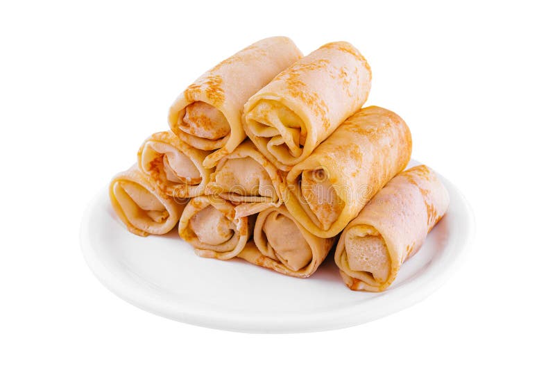 Stack of Crepes Rolls Twisted with Meat Stock Photo - Image of dessert ...