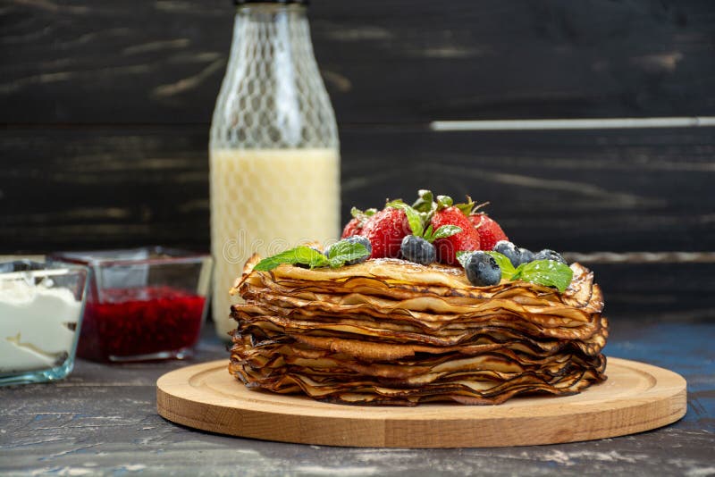 Stack of crepes stock image. Image of sour, stack, crepe - 117114029