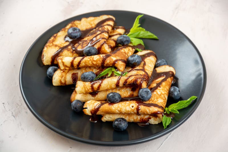 Stack of crepes stock photo. Image of syrup, desert - 117431850