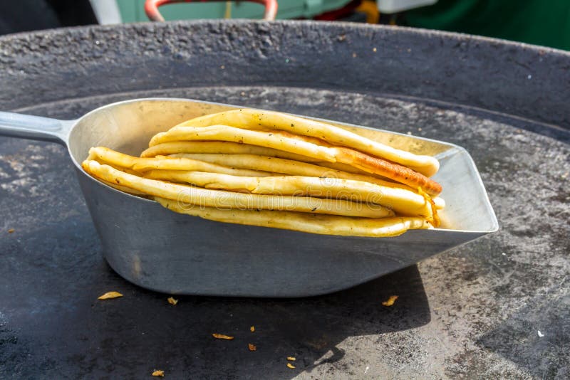 Stack of Crisp Golden Flat Breads Stock Photo - Image of giros, fast ...