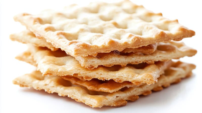 Stack of Crispbread Crackers: Golden Baked Perfection on White Stock ...