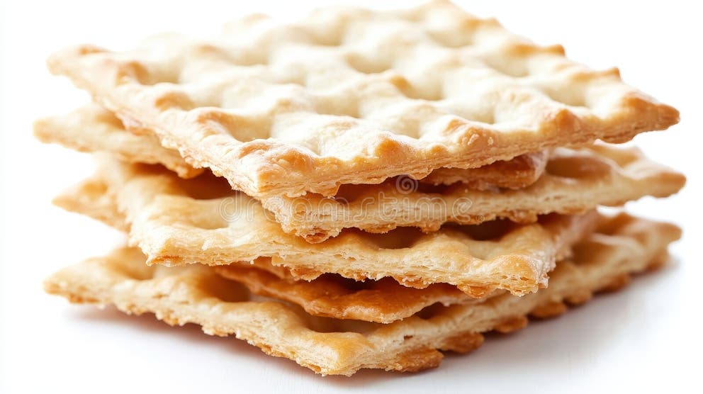 Stack of Crispbread Crackers: Golden Baked Perfection on White Stock ...