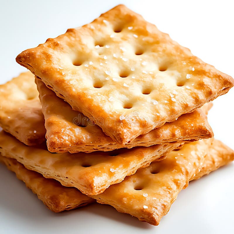 Stack of Crispy Crackers, Close-up View. Stock Illustration ...