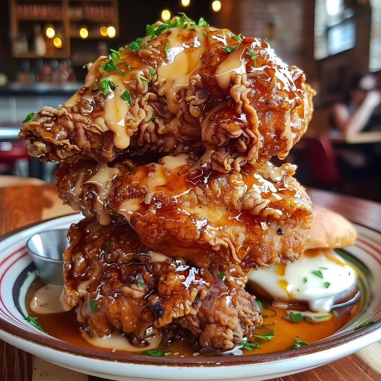 Crispy Fried Chicken Stack stock illustration. Illustration of dinner ...