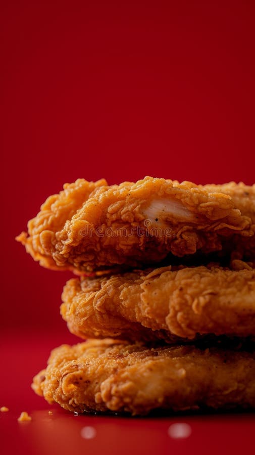 Stack of Crispy Fried Chicken on a Red Background Stock Photo - Image ...