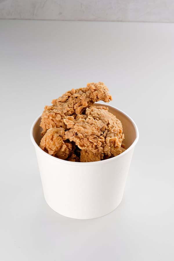 A Stack of Crispy Fried Chicken in a White Bucket. Stock Image - Image ...
